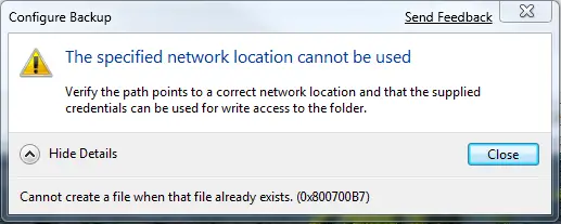 Cannot Create A File When That File Already Exists 0x800700b7 Backing Up